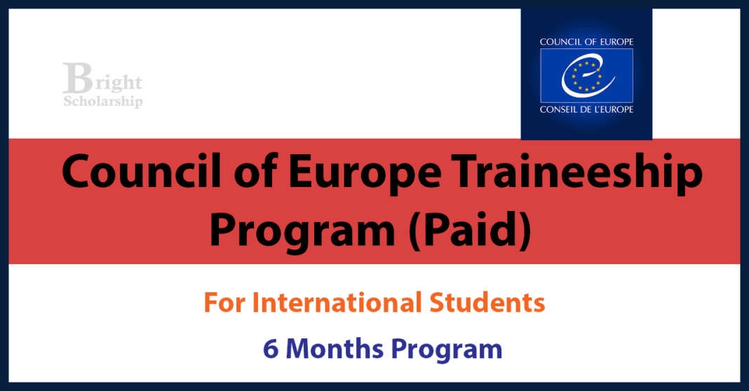Council of Europe Traineeship Program 2026 (Monthly Stipend €1320 ...